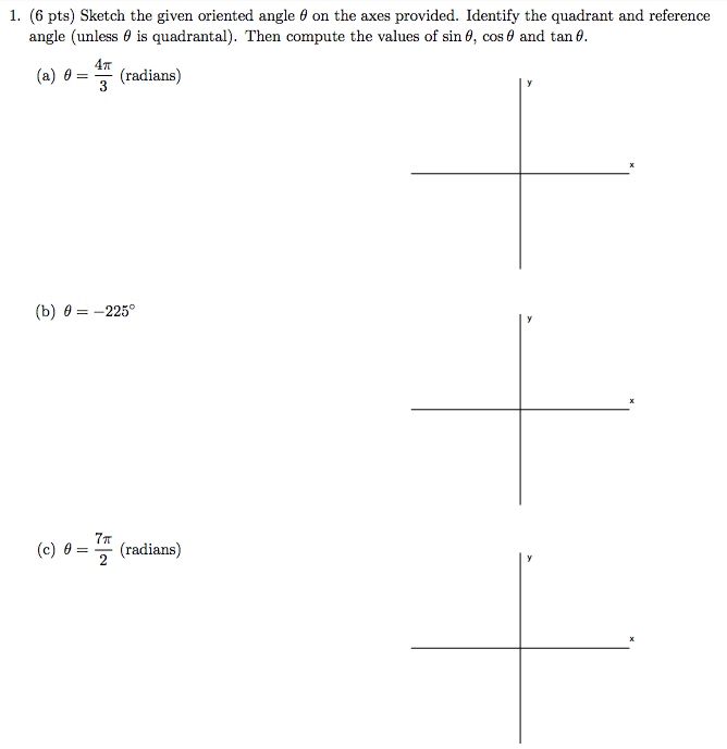 Solved Sketch the given oriented angle θ on the axes | Chegg.com