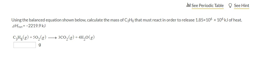 Solved See Periodic Table Q See Hint Using the balanced | Chegg.com