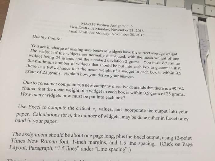 Solved You are in charge of making sure boxes of widgets | Chegg.com