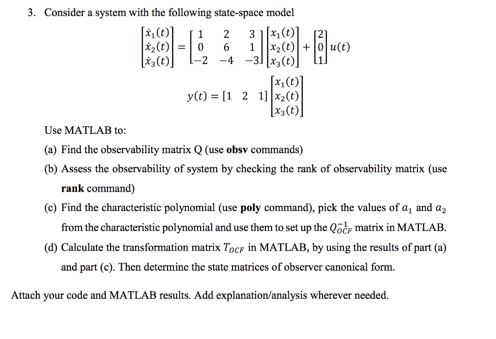 Solved 3. Consider a system with the following state-space | Chegg.com