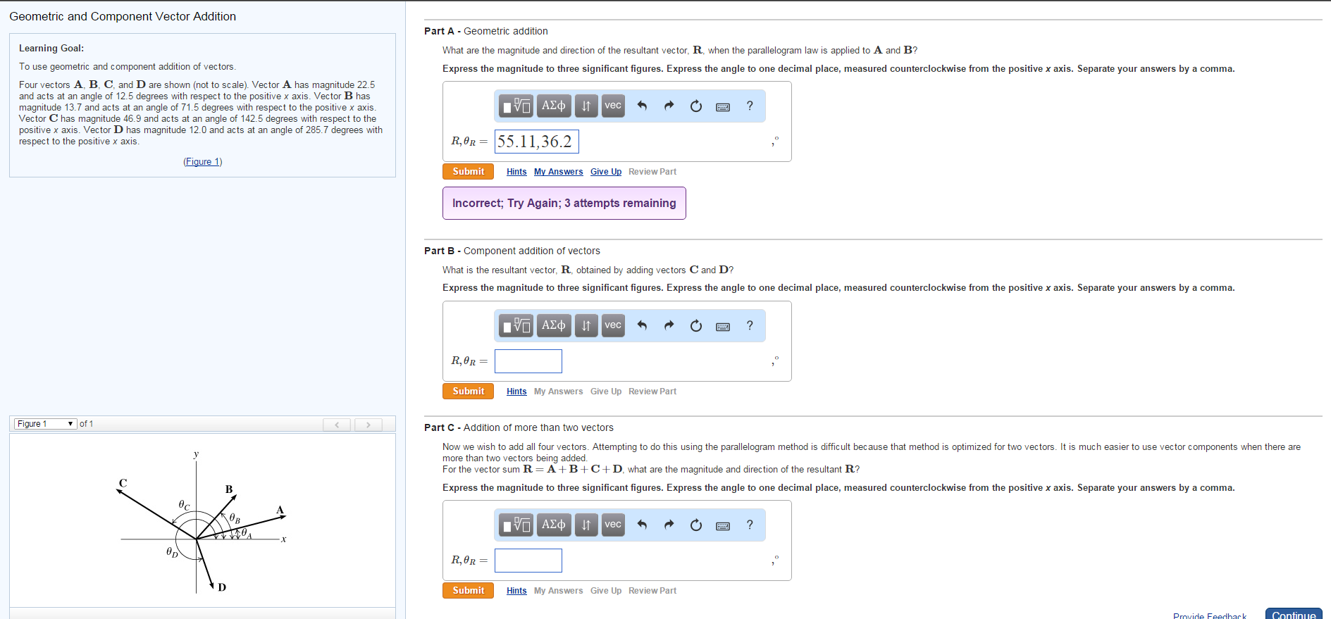 Solved Geometric and Component Vector Addition Learning | Chegg.com