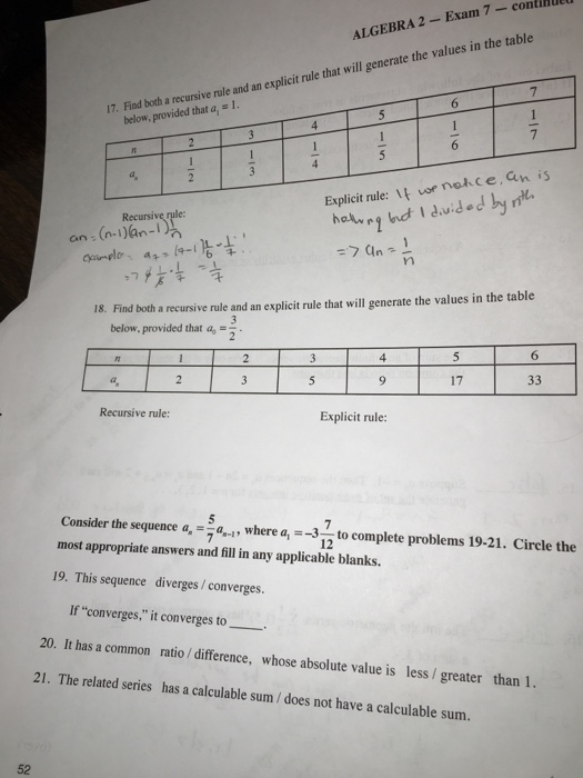 Solved Find both a recursive rule and an explicit rule will | Chegg.com