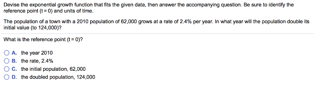 Solved Devise The Exponential Growth Function That Fits The 8257