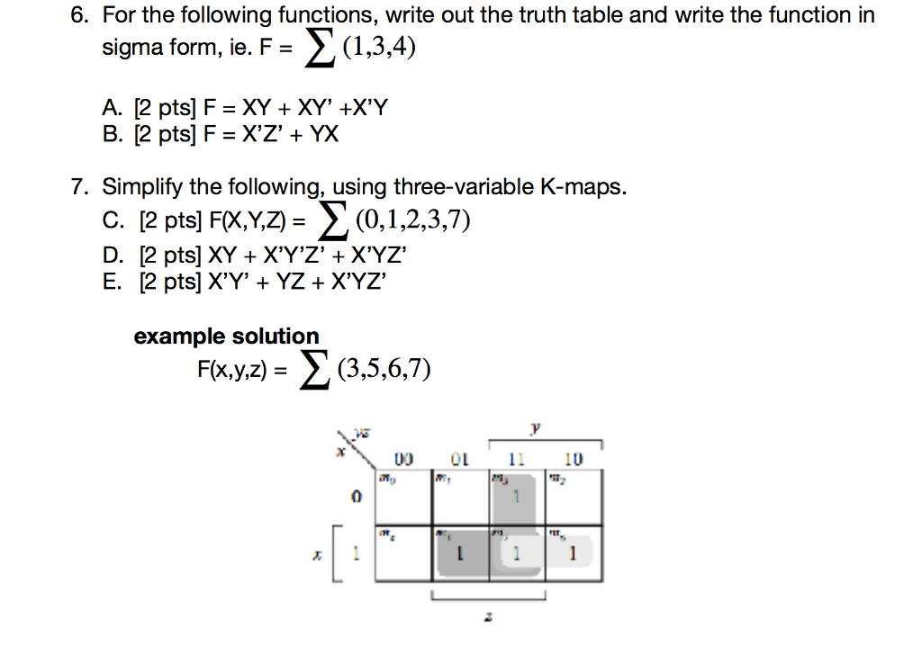 Solved For the following functions, write out the truth | Chegg.com