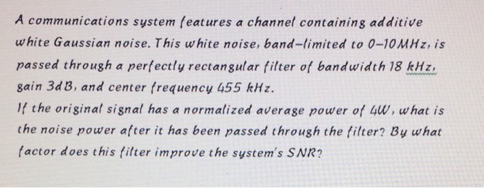 Solved A communications system features a channel containing | Chegg.com
