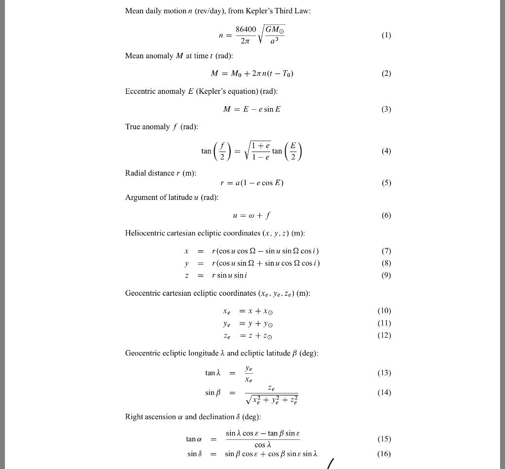 Solved Mean daily motion n (rev/day), from Kepler's Third | Chegg.com