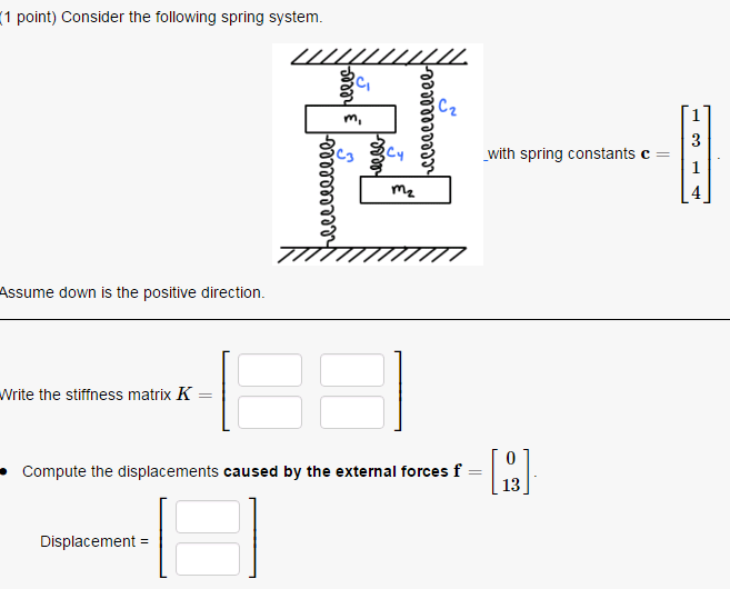 Solved Consider the following spring system. -with spring | Chegg.com