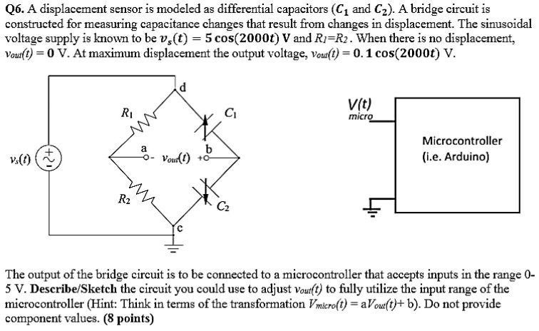 Q6. A displacement sensor is modeled as differential | Chegg.com