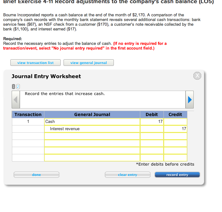 Solved Brief Exercise 4-11 Record adjustments to the | Chegg.com