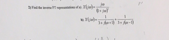Solved Find the inverse FT reperesenation X(j omega) = j | Chegg.com