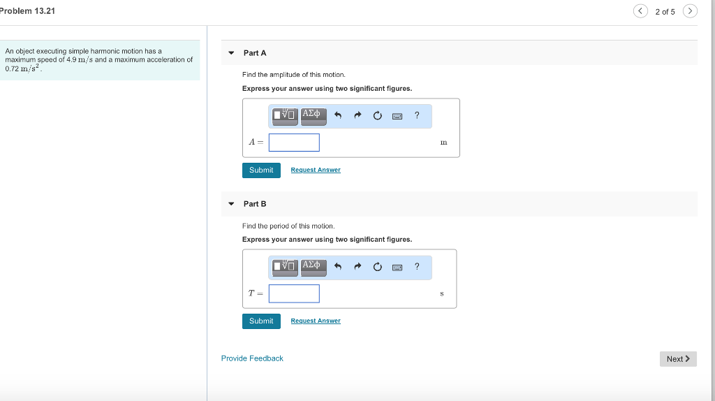 Solved Problem 13.21 く) 2015 An object executing simple | Chegg.com