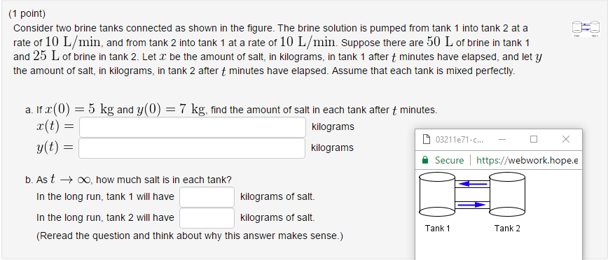 Solved Consider two brine tanks connected as shown in the | Chegg.com