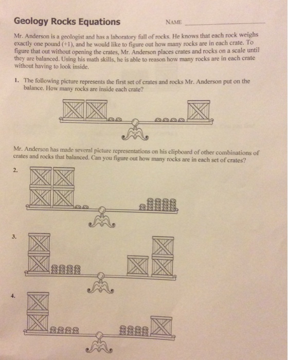 Solved Geology Rocks Equations NAME Mr. Anderson is a | Chegg.com