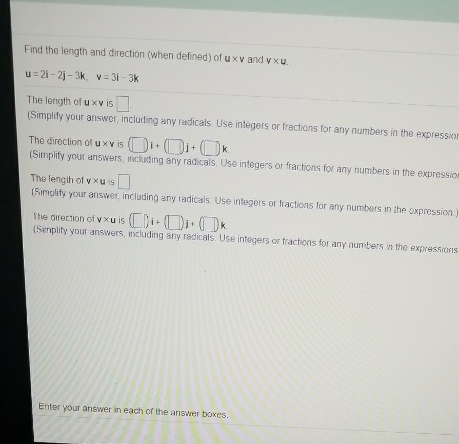 Solved Find the length and direction (when defined) of uxv | Chegg.com