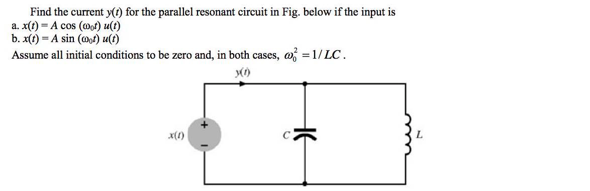 Solved Find the current y(t) for the parallel resonant | Chegg.com