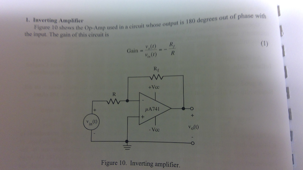 Solved 1. Inverting Amplifier Pigure 10 shows the the input. | Chegg.com