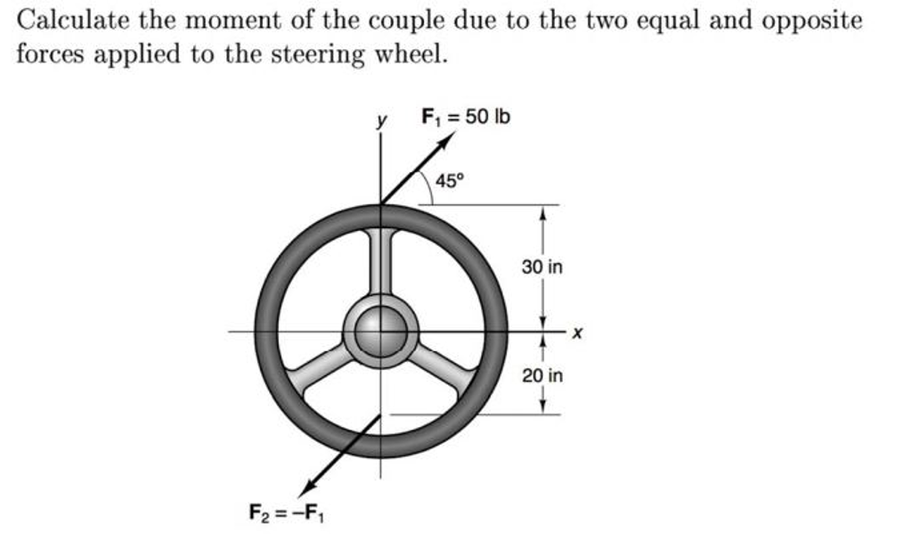 Solved Calculate the moment of the couple due to the two | Chegg.com