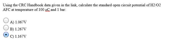 Using the CRC Handbook data given in the link, | Chegg.com