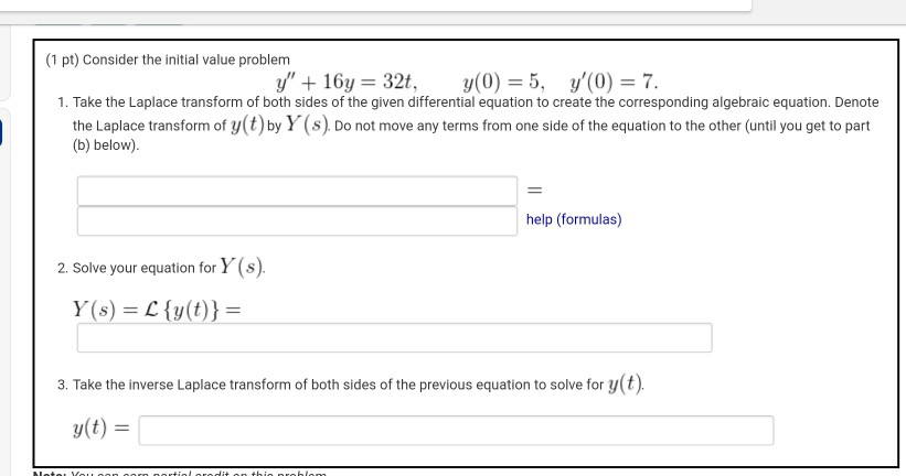 Solved (1 pt) Consider the initial value problem y Solved (1 pt) Consider the initial value problem y