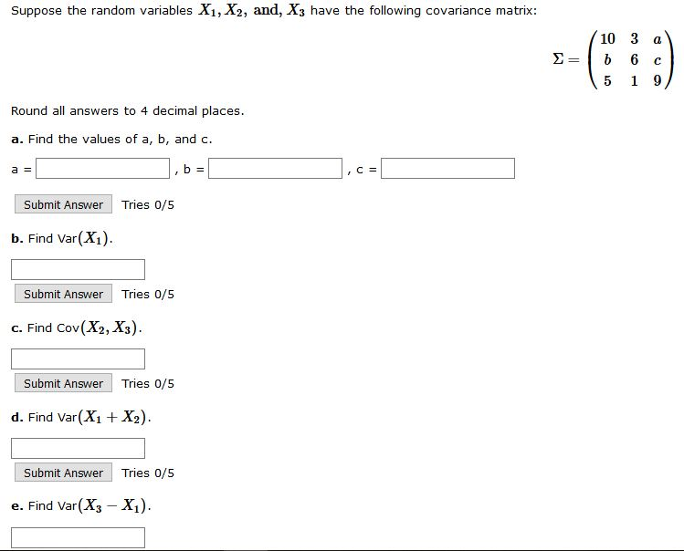 Solved: Suppose The Random Variables Xi, X2, And, Xs Have ... | Chegg.com