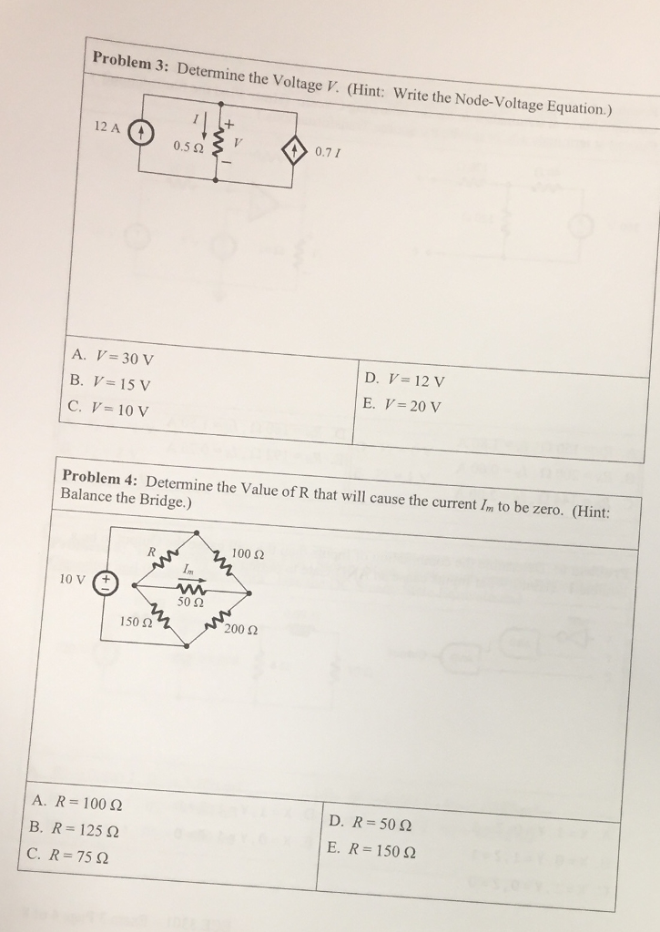 Solved 3) Determine the Voltage V. PLease show work clearly | Chegg.com