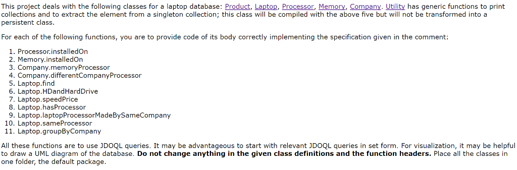 This project deals with the following classes for a | Chegg.com