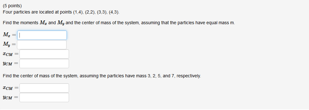 Solved (5 points) Four particles are located at points | Chegg.com