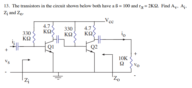 Solved The transistors in the circuit shown below both have | Chegg.com