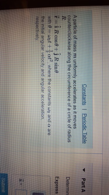 Solved Constants Periodic Table Part A A particle of mass m | Chegg.com