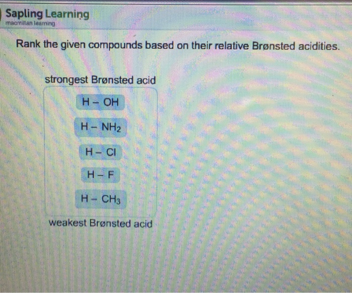 Solved Rank the given compounds based on their relative | Chegg.com