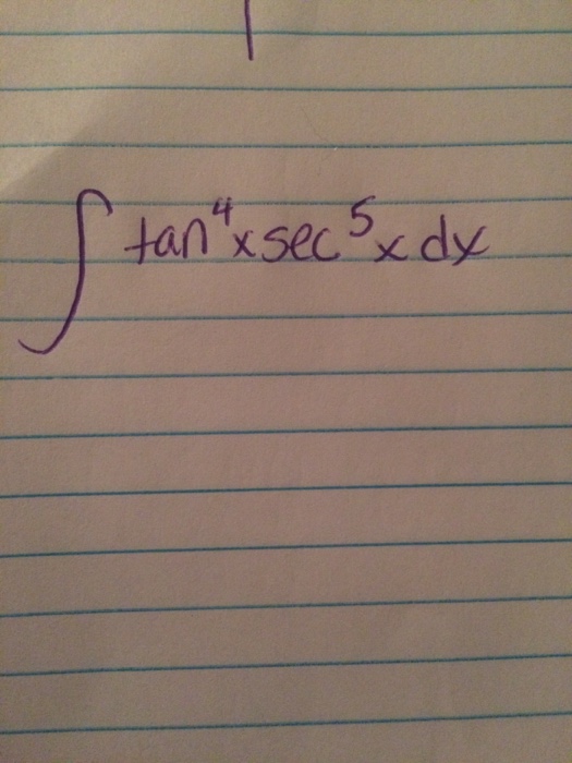 Solved integral tan^4 x sec^5 x dx | Chegg.com