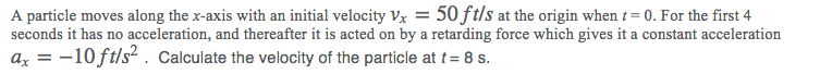 Solved A particle moves along the x-axis with an initial | Chegg.com