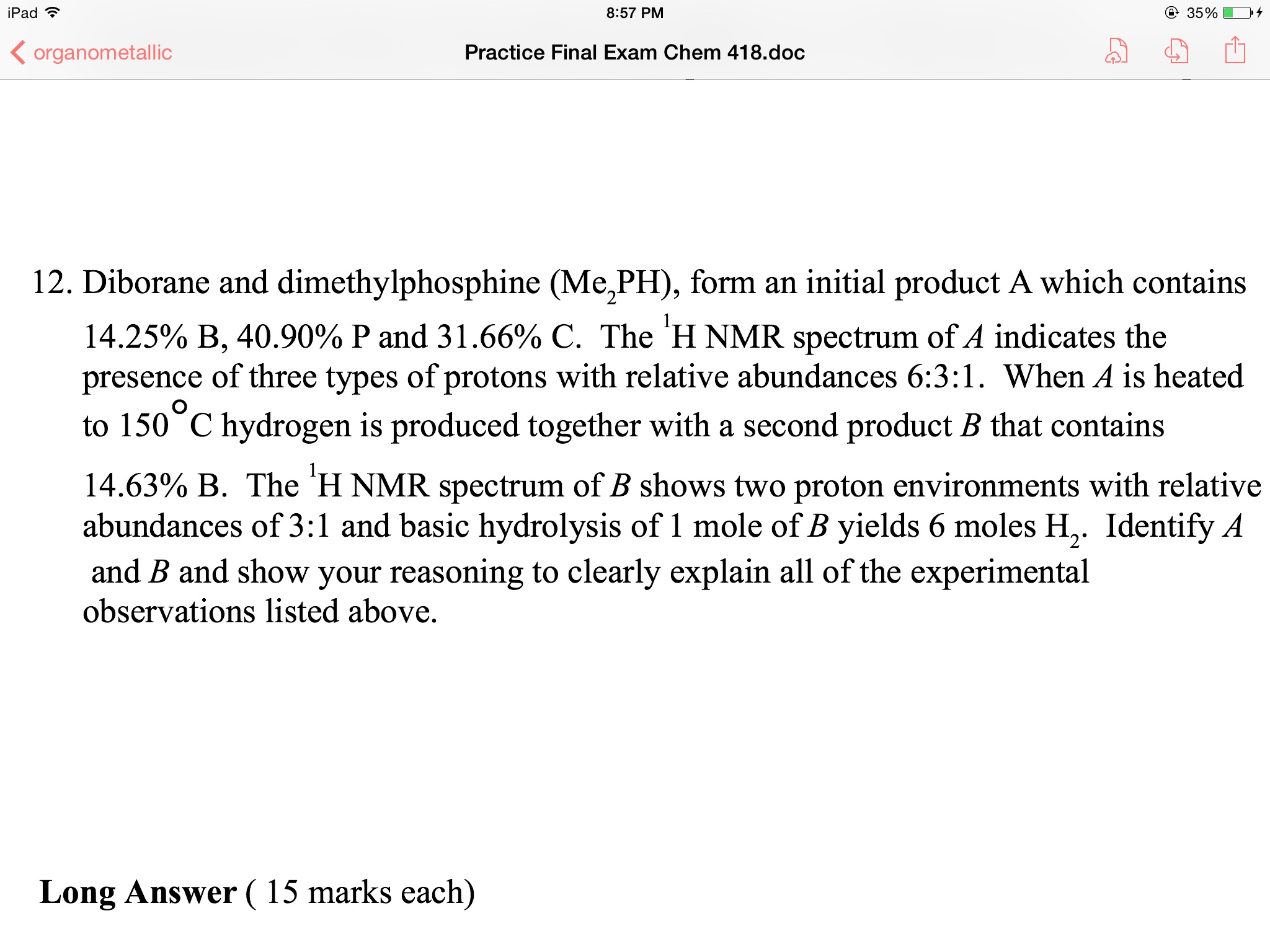 Solved Diborane and dimethylphosphine (Me2PH), form an | Chegg.com