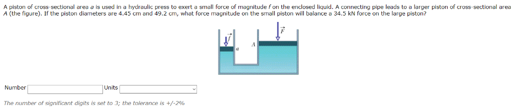 Solved A piston of cross-sectional area a is used in a | Chegg.com