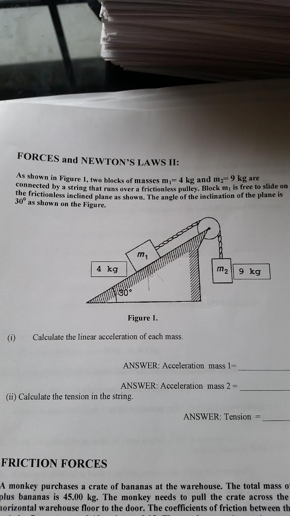 Solved FORCES and NEWTON'S LAWS II: As shown in Figure 1, | Chegg.com