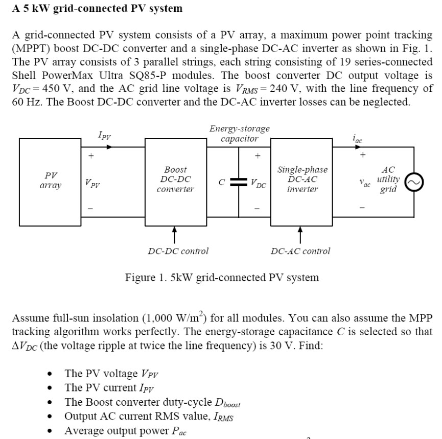 Solved A grid-connected PV system consists of a PV array, a | Chegg.com