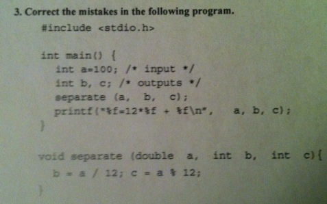 Solved Correct the mistakes in the following program. | Chegg.com