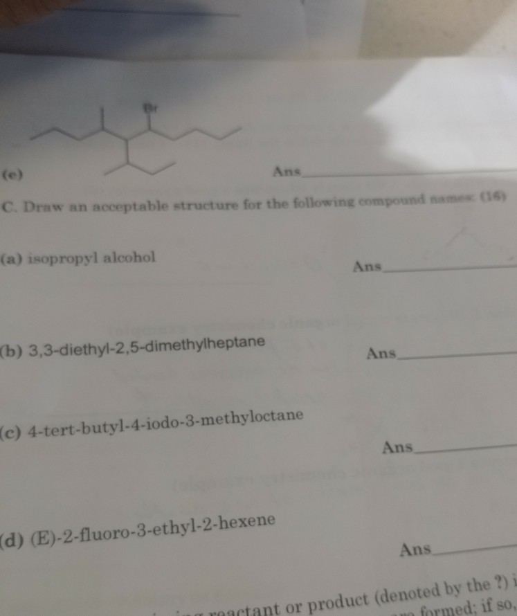 Solved Ans C. Draw an acceptable structure for the following | Chegg.com