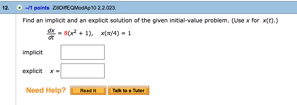 Solved Find an implicit and an explicit solution of the | Chegg.com