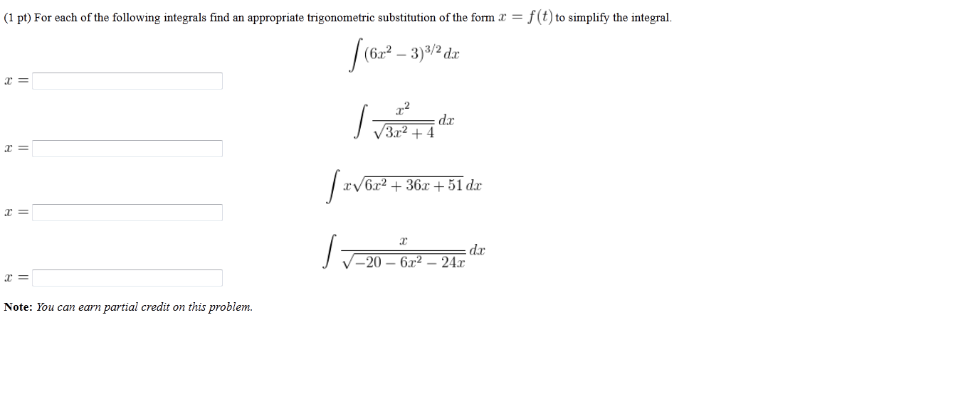 For each of the following integrals find an | Chegg.com