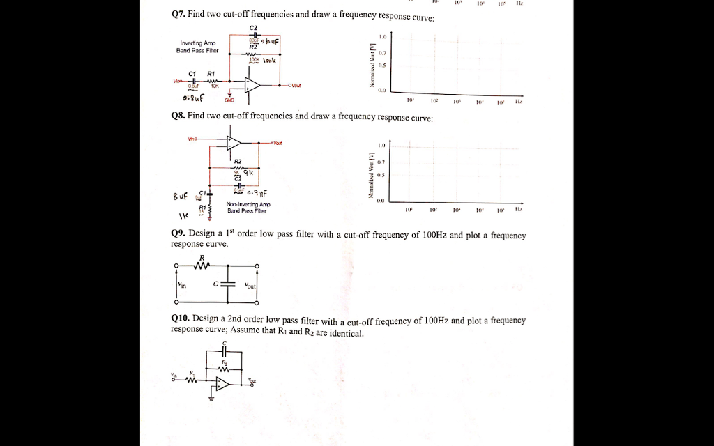 Solved Find two cut-off frequencies and draw a frequency | Chegg.com