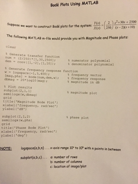 Solved Use Matlab mfile provided to get magnitude and phase | Chegg.com