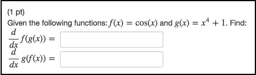Solved (1 pt) Given the following functions,f(x) = cos(x) | Chegg.com