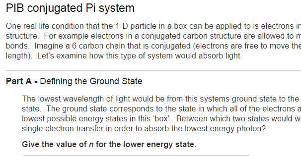 PIB conjugated Pi system One real life condition | Chegg.com