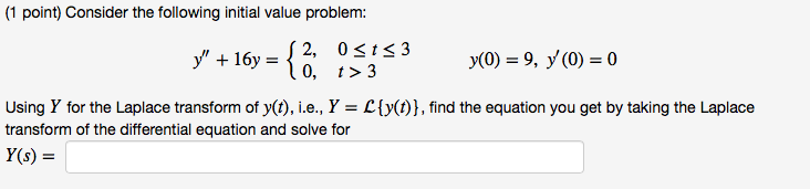 Solved Consider the following initial value problem: y" + | Chegg.com