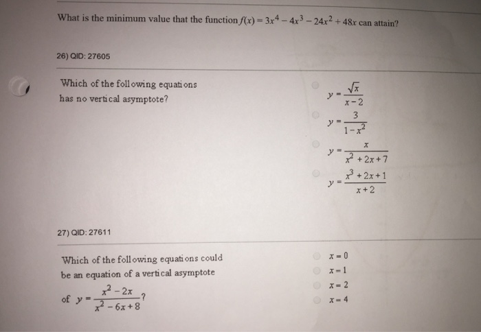 Solved What is the minimum value that the function f(x) = | Chegg.com