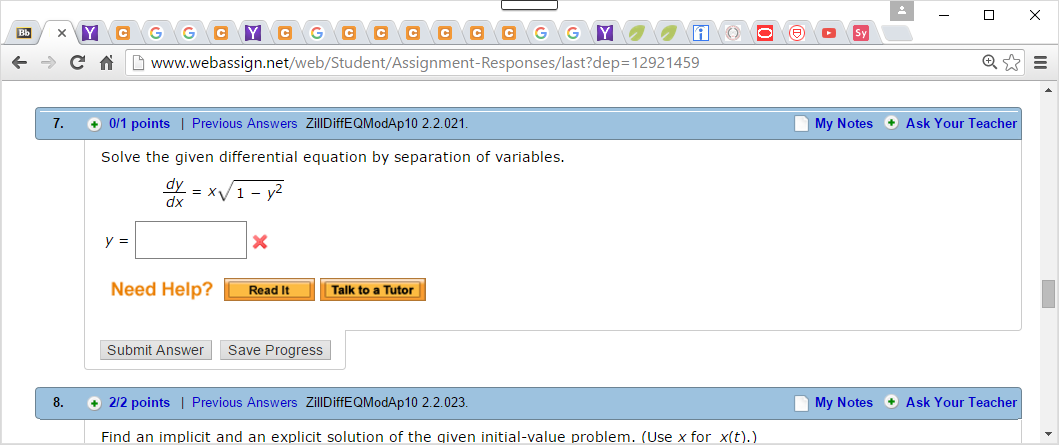 Solved Solve the given differential equation by separation | Chegg.com