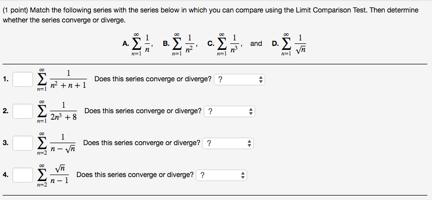 Solved (1 point Match the following series with the series | Chegg.com