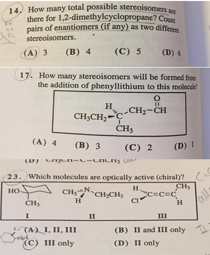 Solved 14, How many total possible stereoisomers there for | Chegg.com