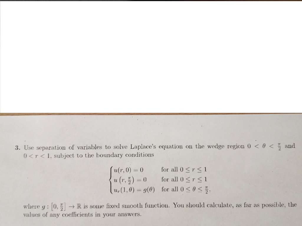 Solved Use separation of variables to solve Laplace's | Chegg.com